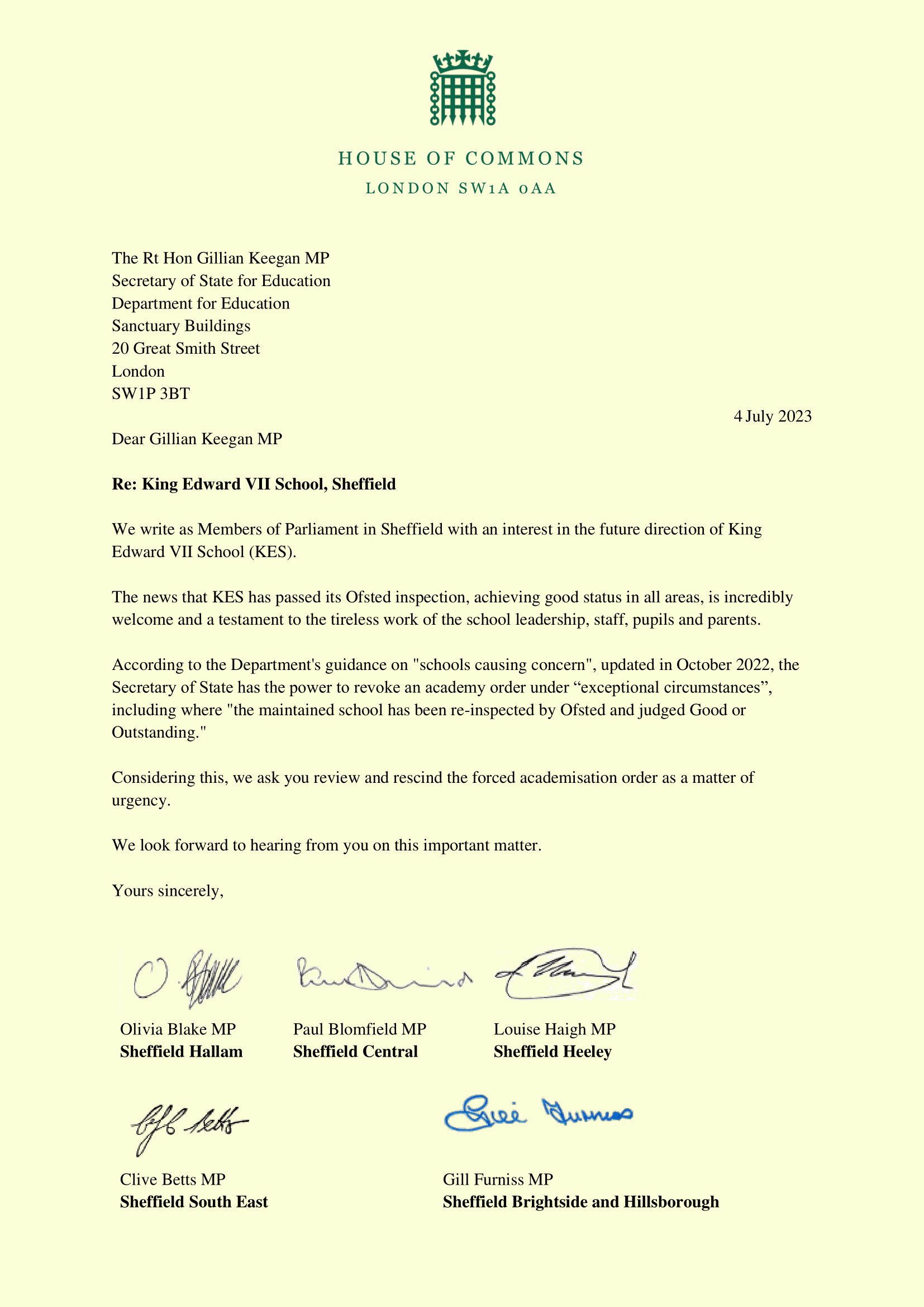 MPs call on Education Secretary to rescind academy order as matter of ...